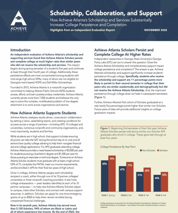 Scholarship, Collaboration, and Support - Achieve Atlanta